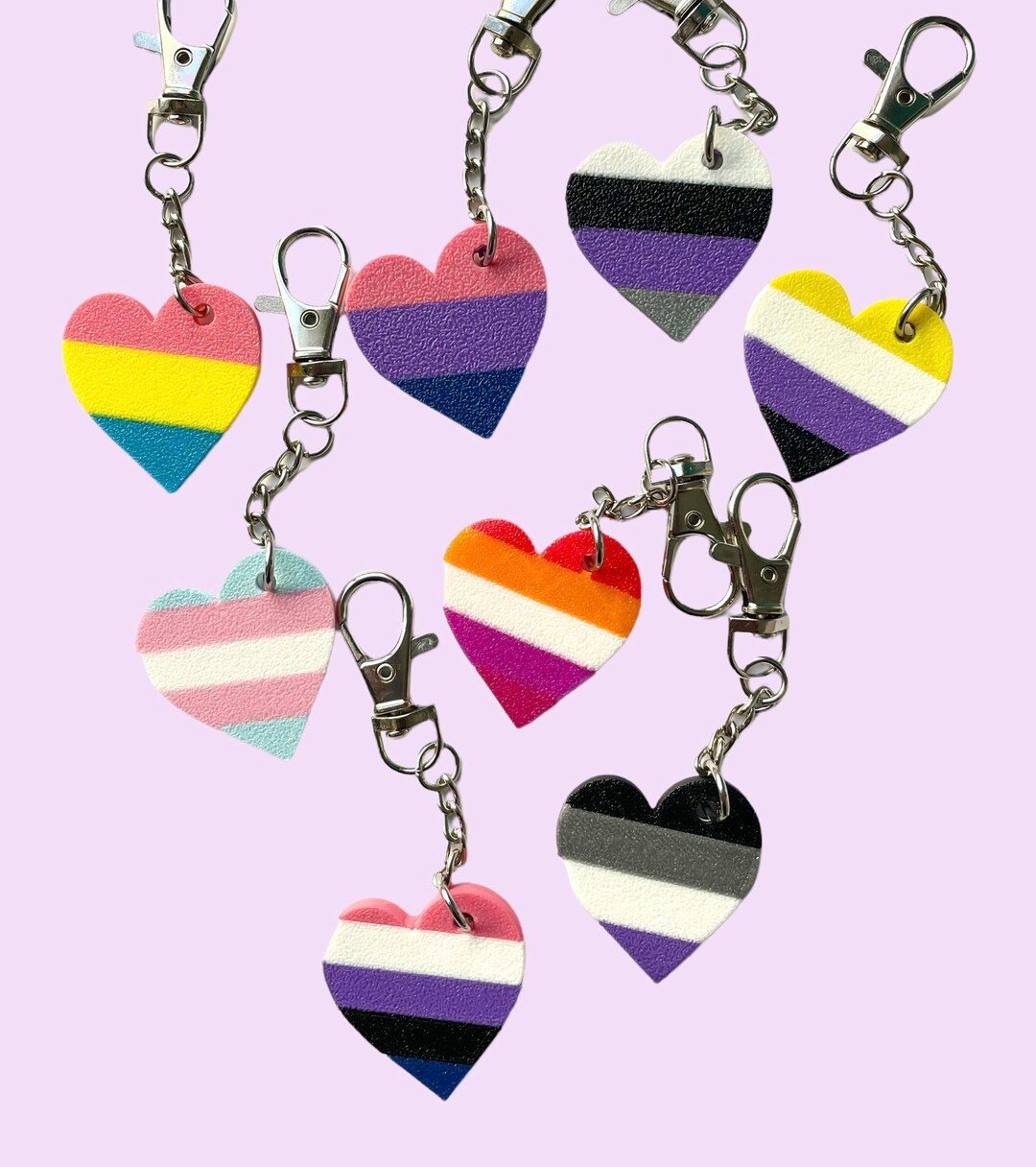 3D LGBTQ Heart Pride Key Chain Rainbow, Trans, Non-binary, Pansexual ...