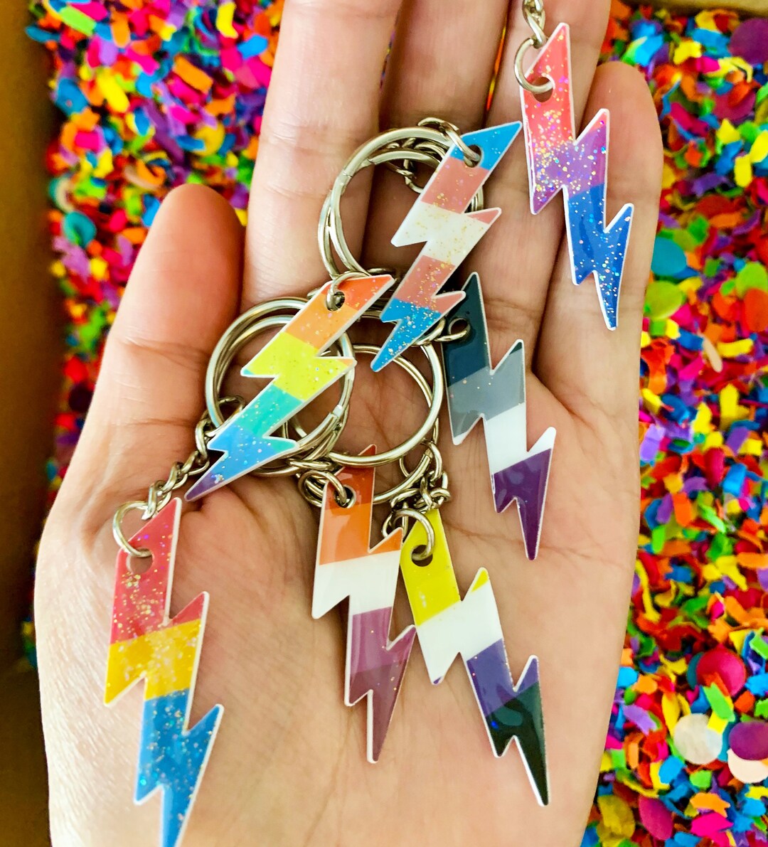 LGBTQIAP Pride Lightning and Swirlpop Key Chains Choose Your Colours ...