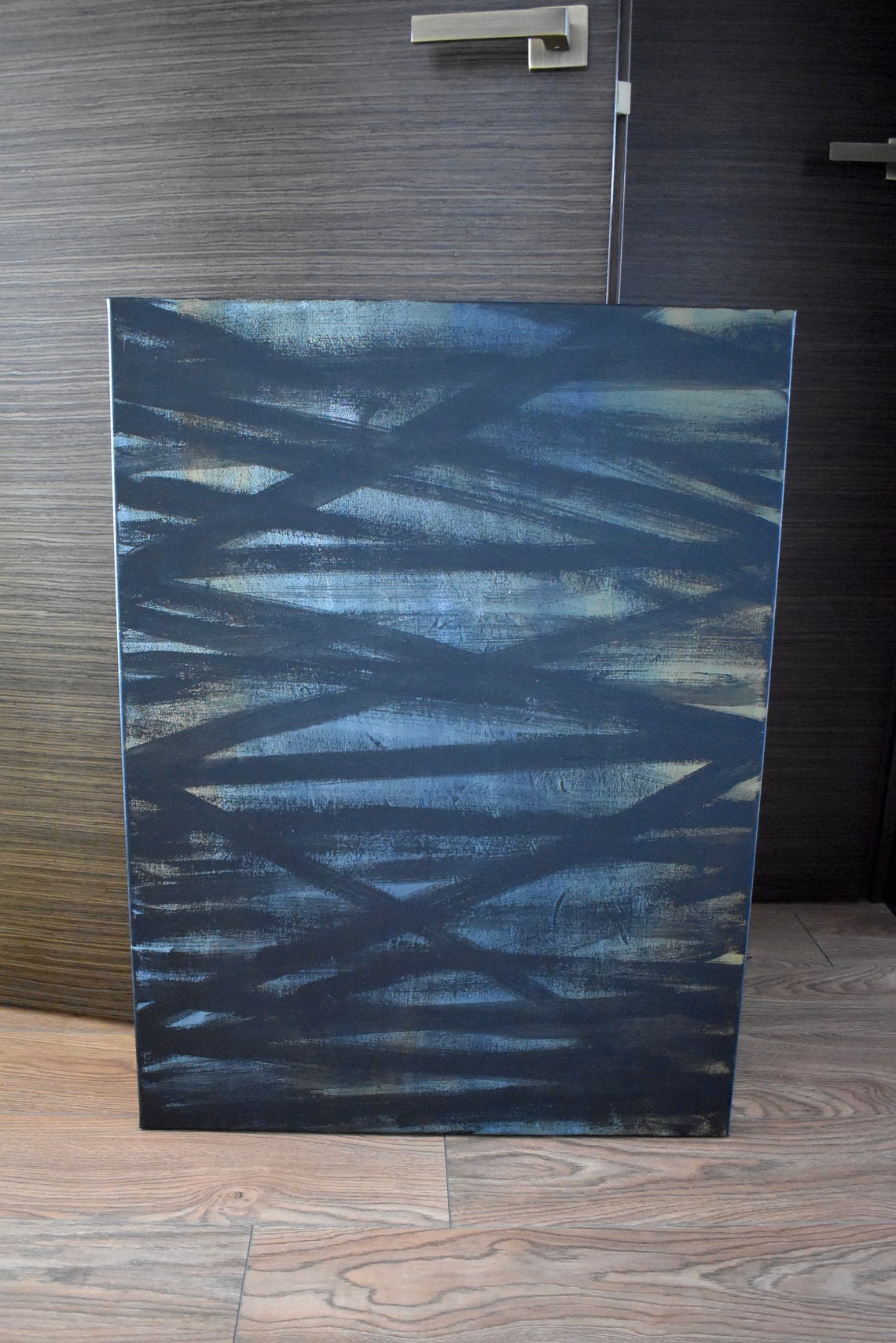 Dark Black Lines Painting, Abstract Art, Original Artwork, Acrylic ...
