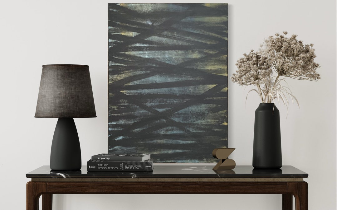 Dark Black Lines Painting Abstract Art Original Artwork - Etsy