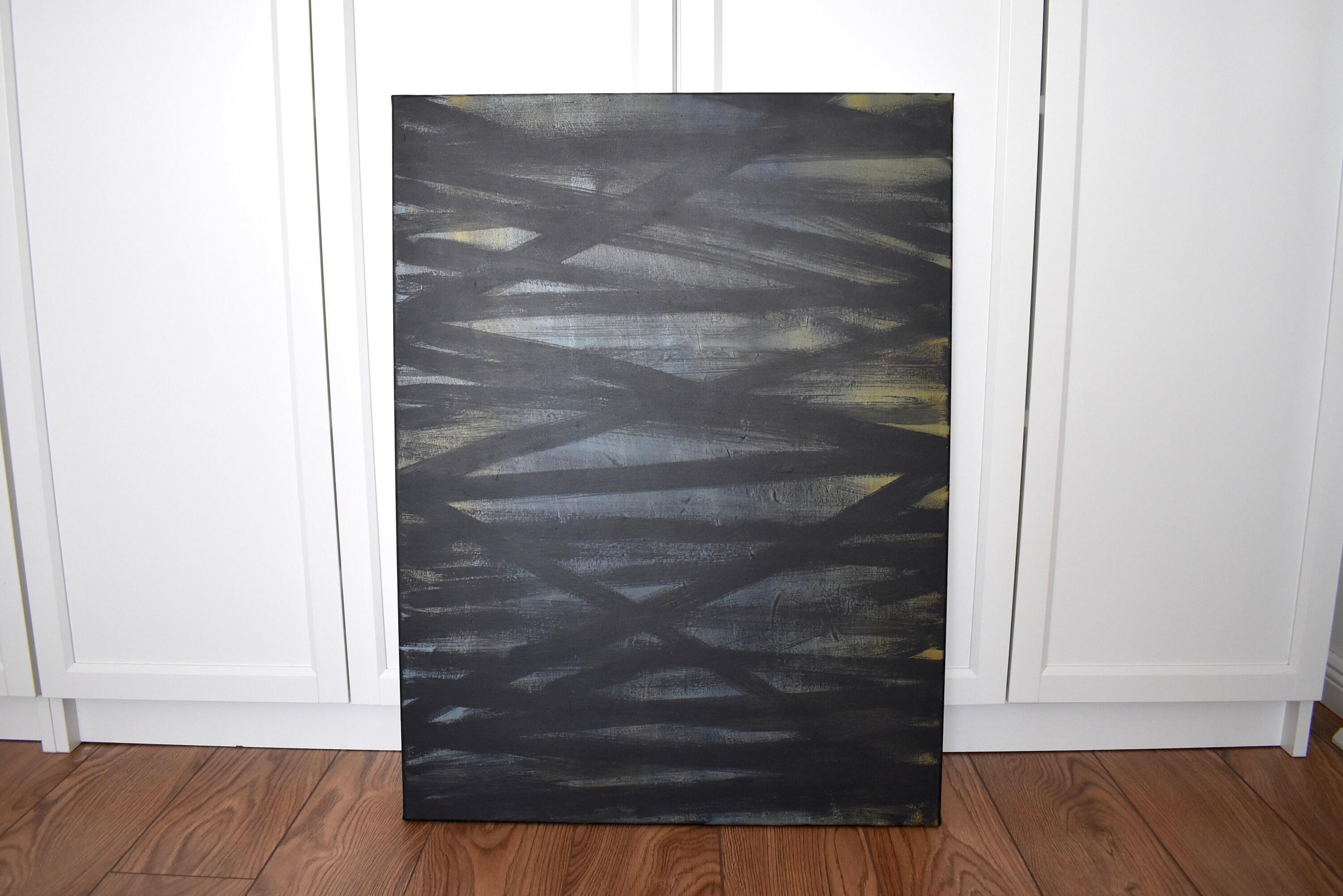 Dark Black Lines Painting, Abstract Art, Original Artwork, Acrylic ...