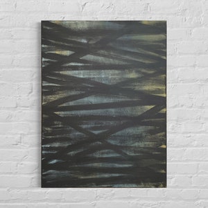 Dark Black Lines Painting, Abstract Art, Original Artwork, Acrylic ...