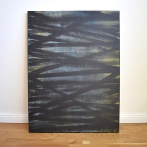 Dark Black Lines Painting, Abstract Art, Original Artwork, Acrylic ...