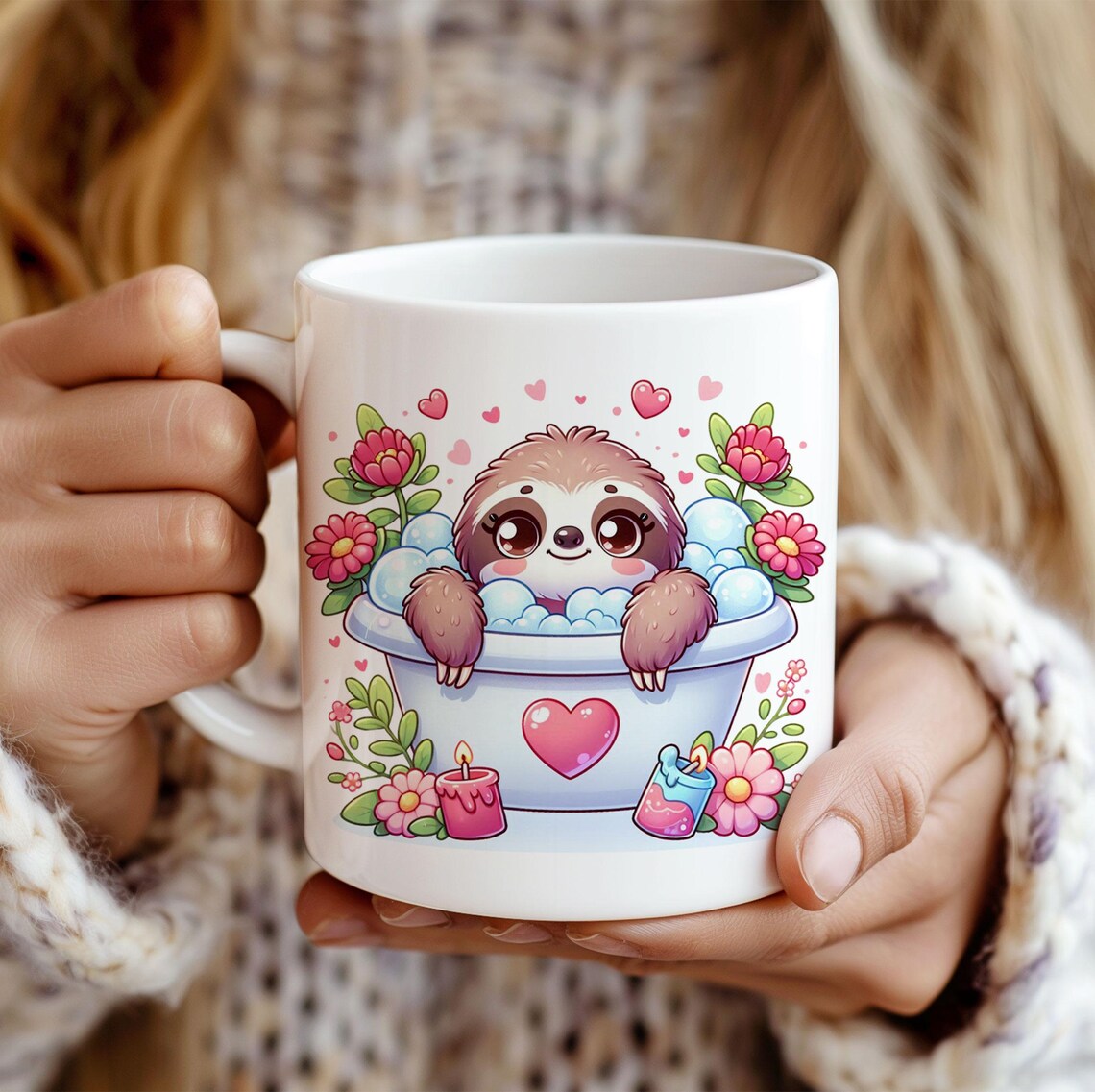 Romantic Sloth Clipart, Sloth Valentines Clipart, Sloth PNG Bundle ...