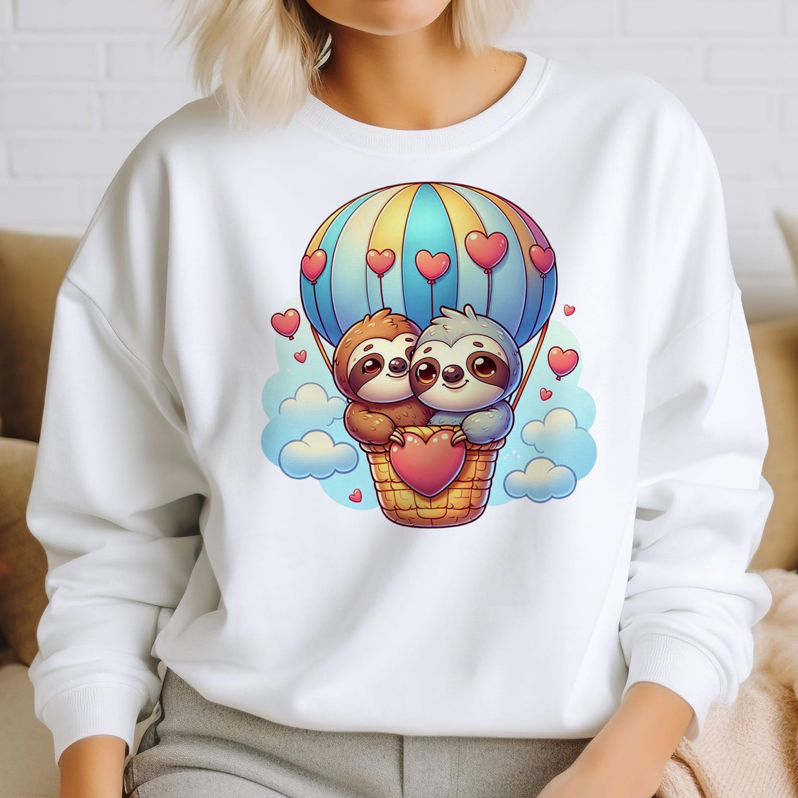 Romantic Sloth Clipart, Sloth Valentines Clipart, Sloth PNG Bundle, Sloth Lovers, Valentines PNG ...