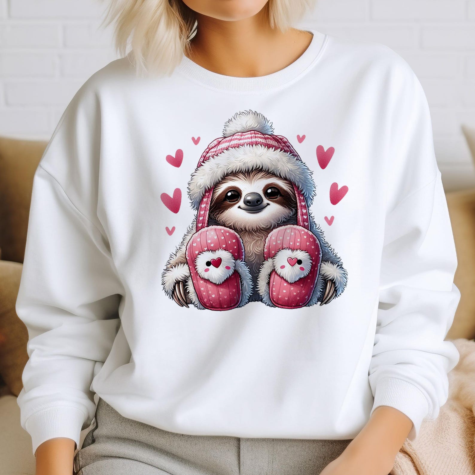 Cozy Sloth Clipart, Sloth Valentines Clipart, Sloth PNG Bundle, Sloth ...