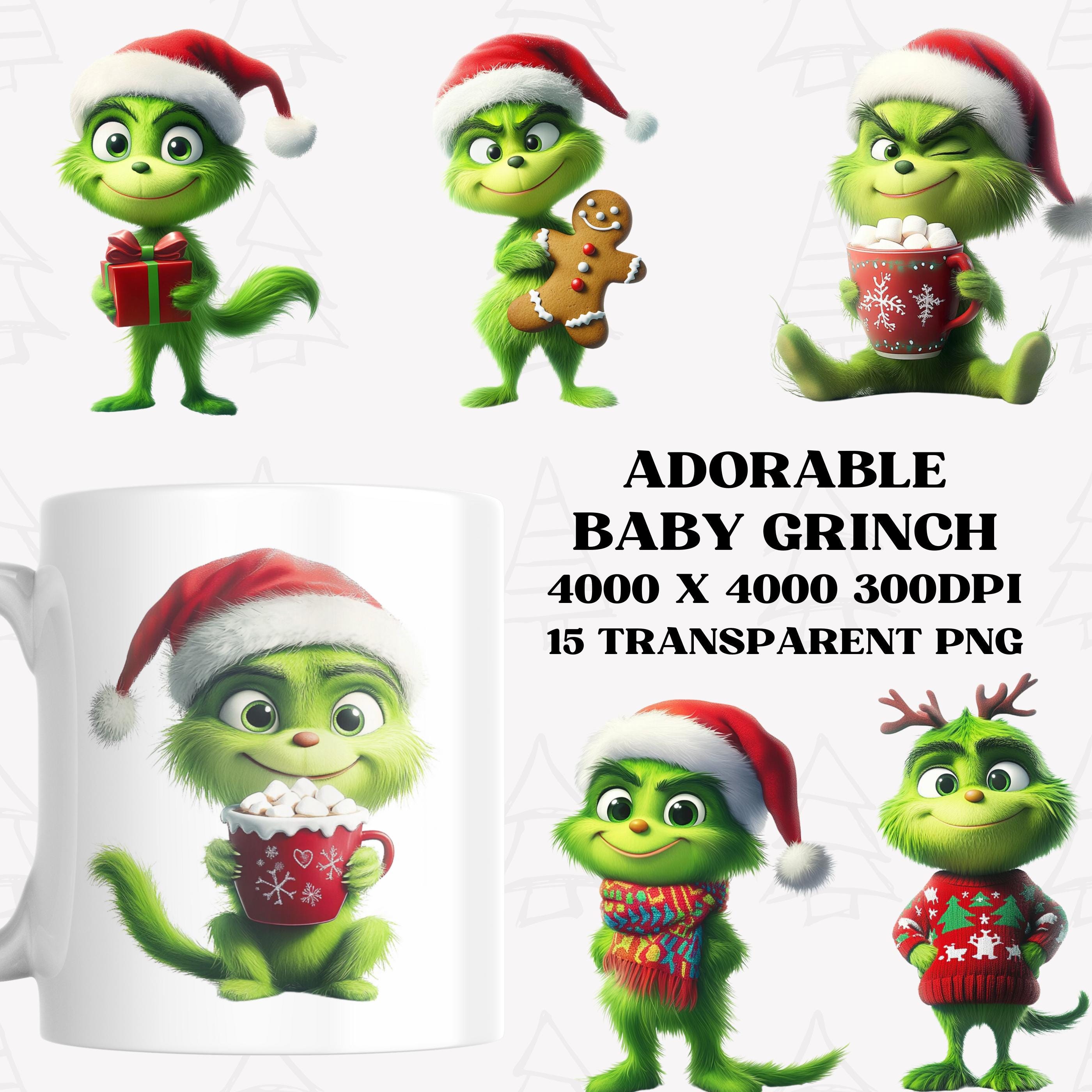 Baby Grinch Clipart, Cute Grinch Clipart, Grinch PNG Bundle, Grinch ...