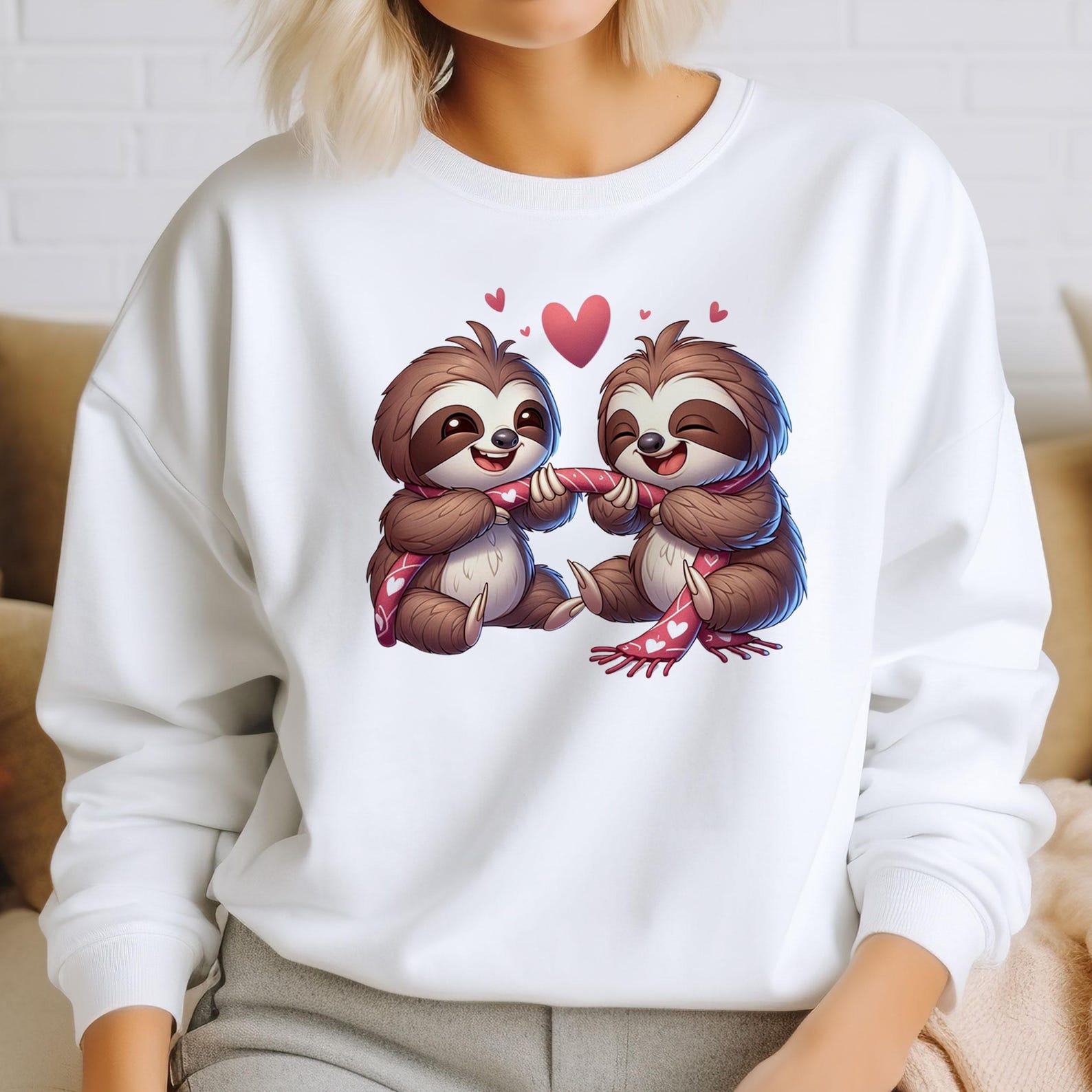 Romantic Sloth Clipart, Sloth Valentines Clipart, Sloth PNG Bundle, Sloth Lovers, Valentines PNG ...