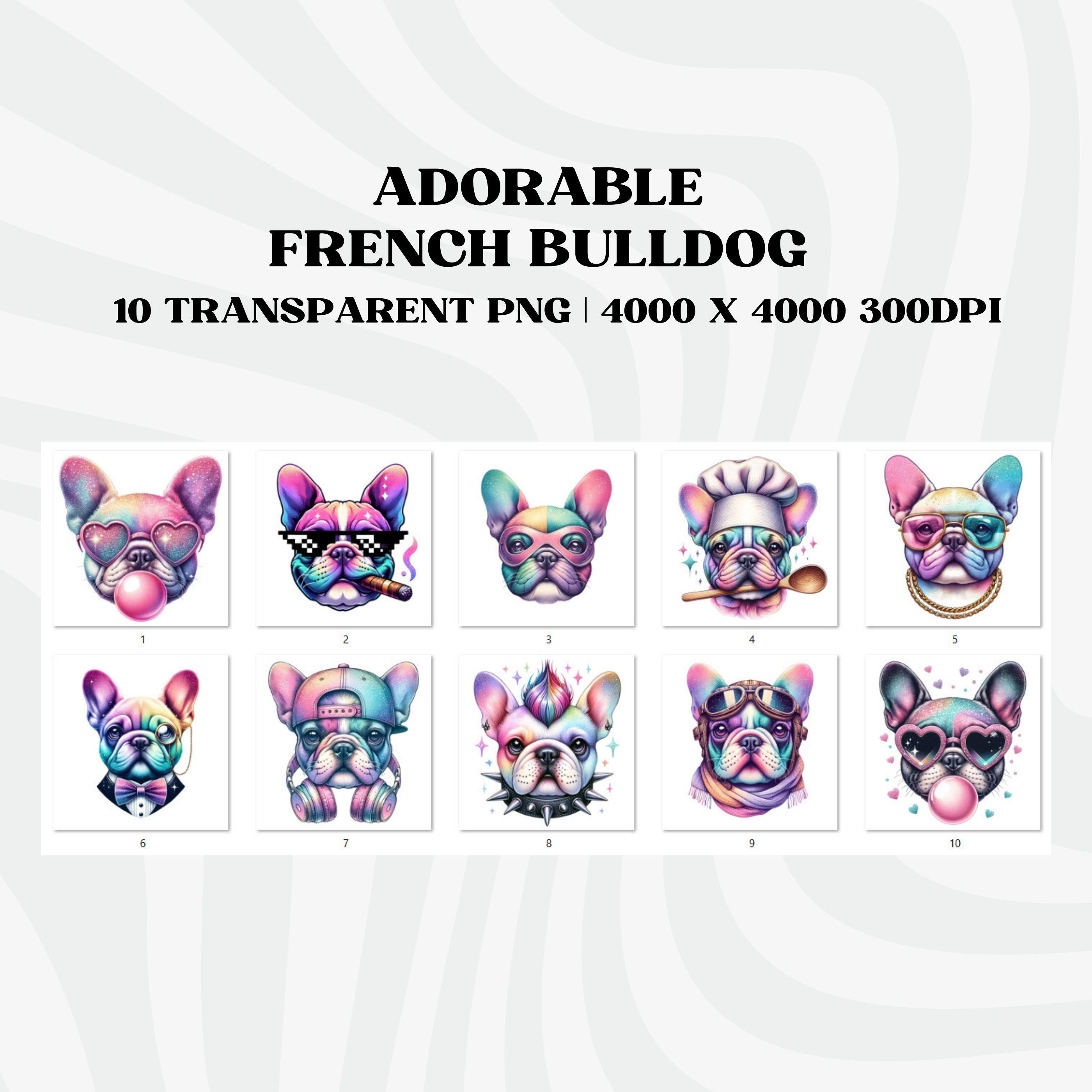 Cute French Bulldog PNG Bundle, Colorful Frenchie Clipart, Frenchie ...
