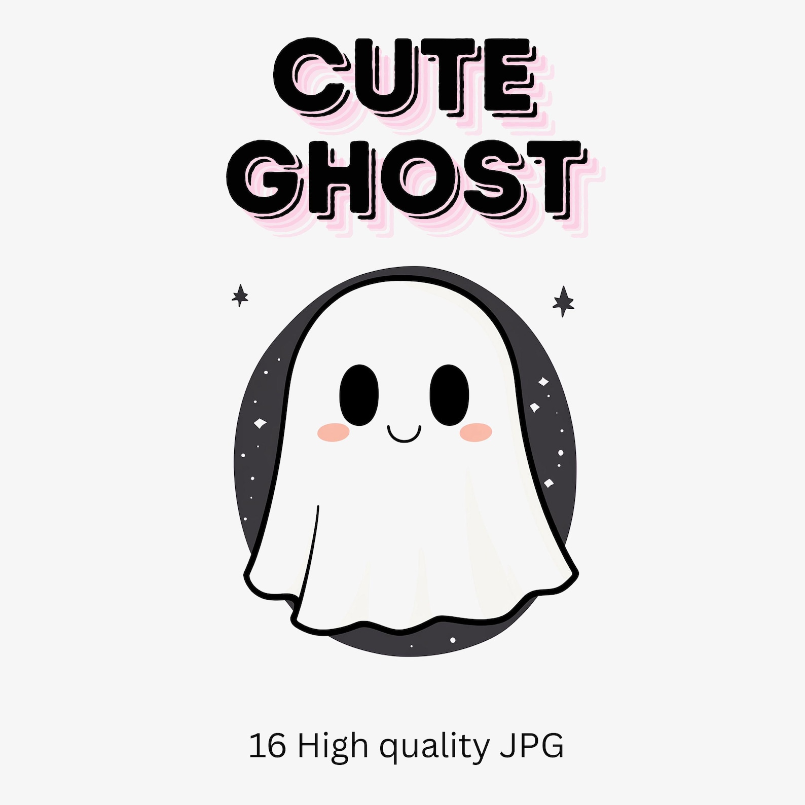 Cute Ghost Clipart, High Quality JPG, Digital Download, Kawaii Clipart ...