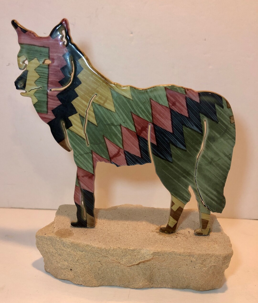 Metal Wolf on Stone Base - Etsy