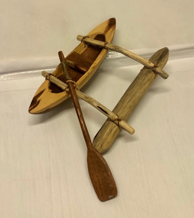 Handcrafted Wood Outrigger Canoe Decor - Etsy