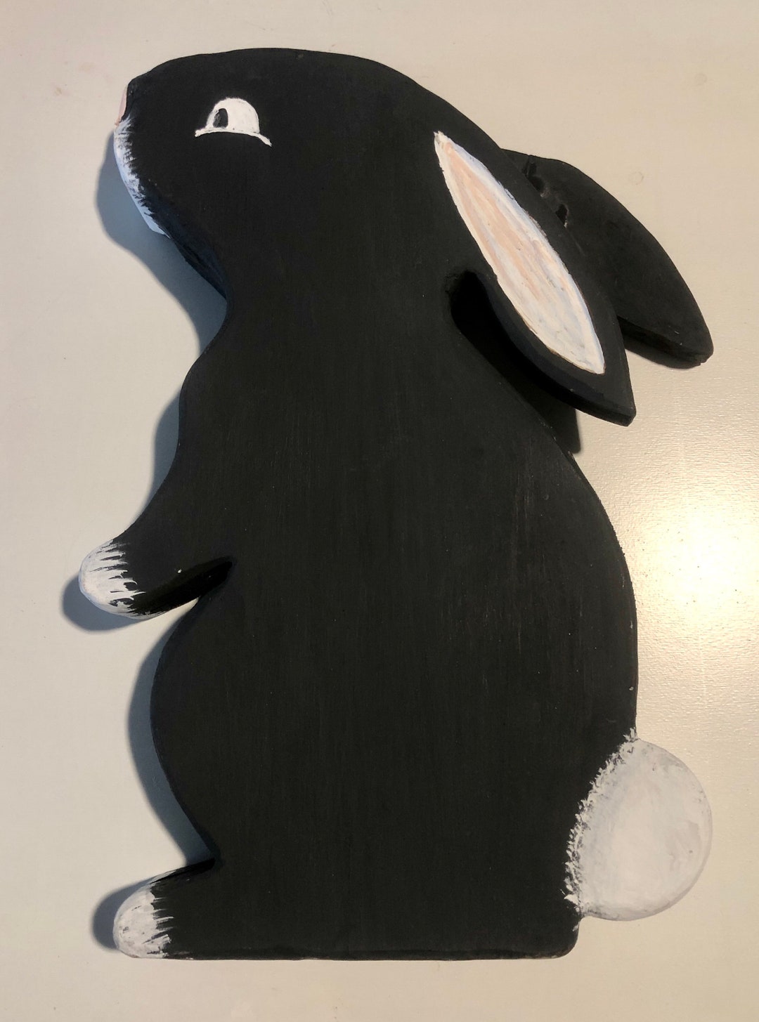 Black and White Wood Rabbit Decor - Etsy