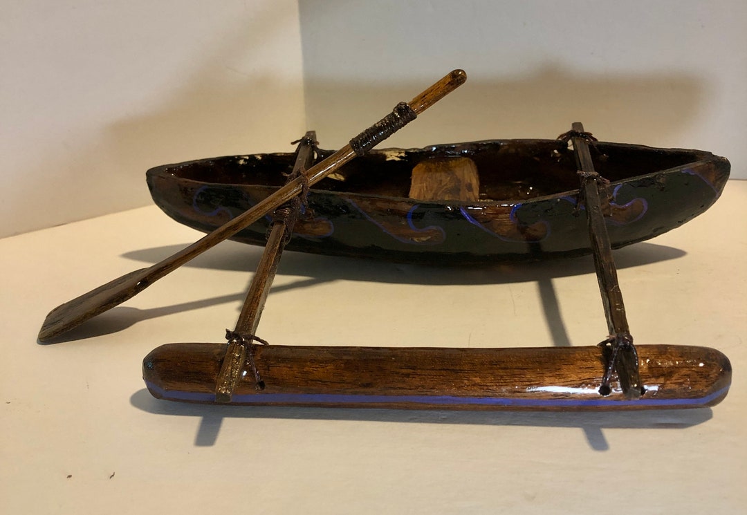 Handmade Wood and Resin Outrigger Canoe Decor - Etsy