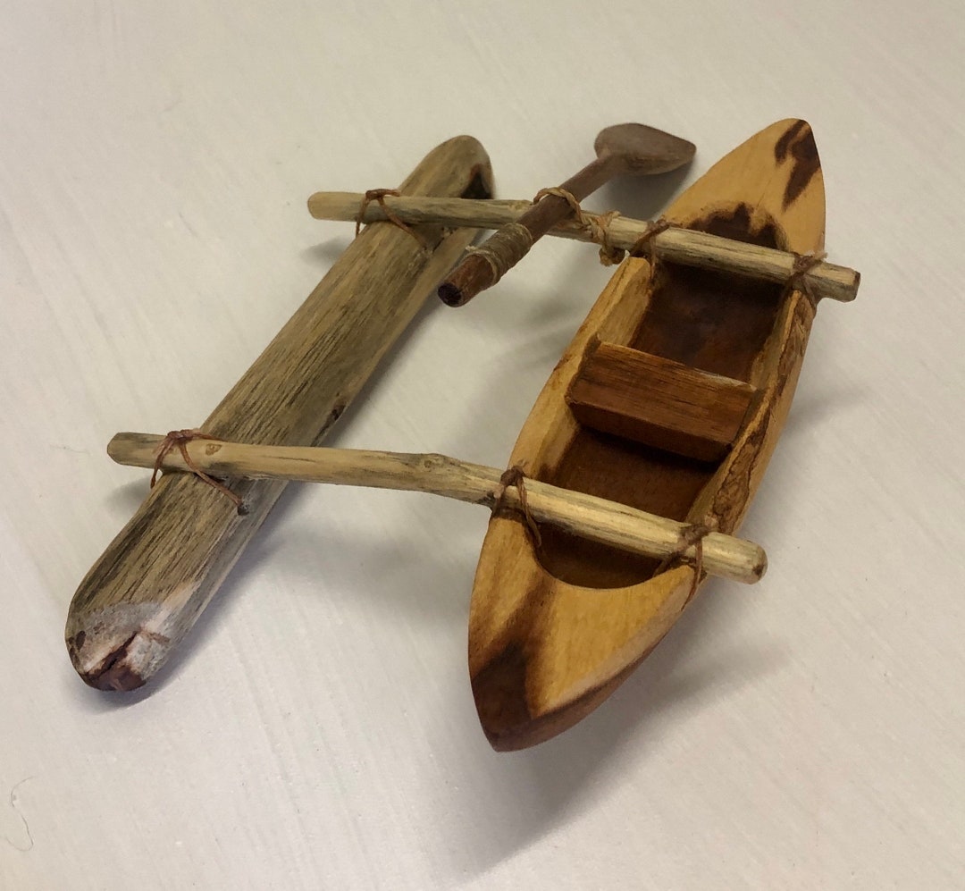 Handcrafted Wood Outrigger Canoe Decor - Etsy