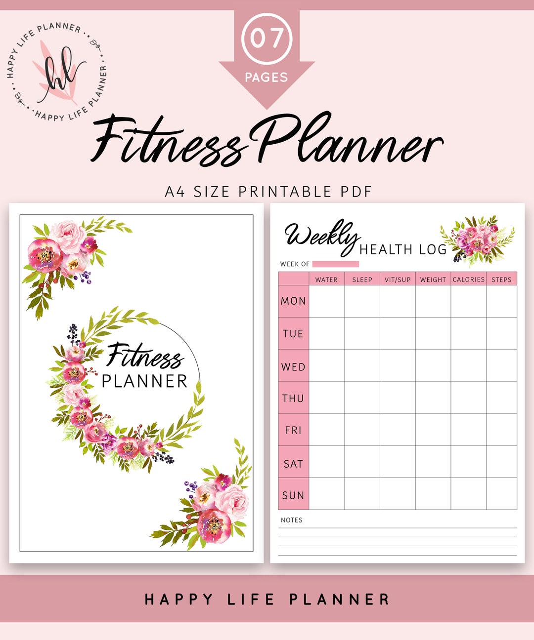 Fitness Planner Health Planner Printable Planner Workout Planner ...