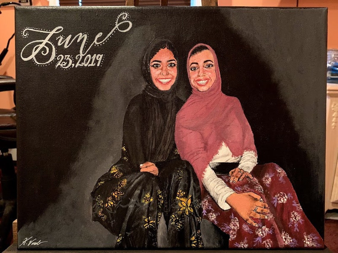 Best Friends Portrait Painting - Personalized Best Friends Gift - Hand ...