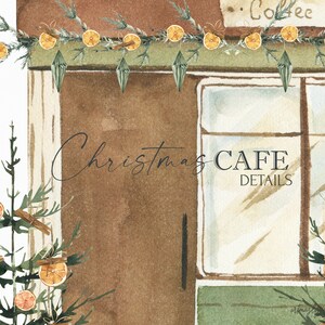 Watercolor Christmas Cafe Clipart, Winter Holidays Decor, Christmas ...