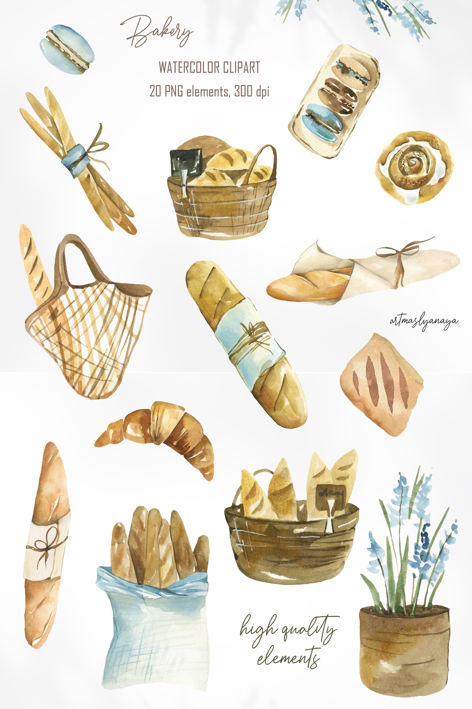 Watercolor Clipart Bakery Cafe Clipart. Pastry Confectionery - Etsy