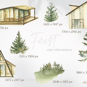 Watercolor Forest Nature Clipart for Instant Download. Unique Digital ...