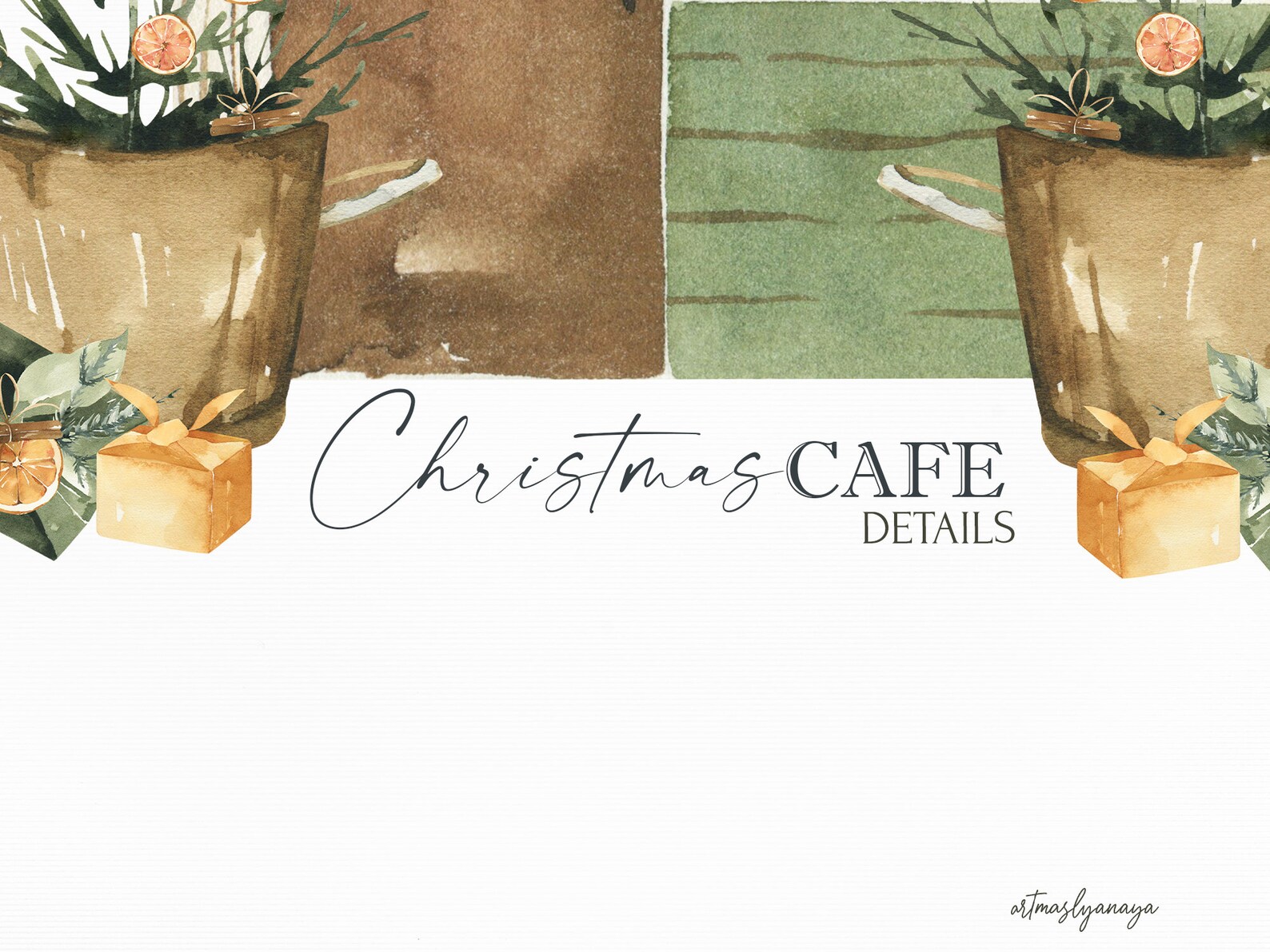 Watercolor Christmas Cafe Clipart Winter Holidays Decor - Etsy