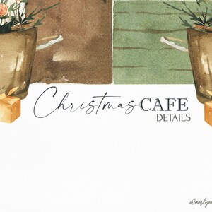 Watercolor Christmas Cafe Clipart, Winter Holidays Decor, Christmas ...