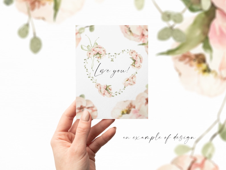 Watercolor Floral Heart Wreath Clipart. Valentine's - Etsy