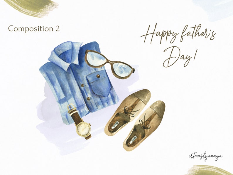 Watercolor Set to Father's Day. Unique Clipart in PNG for - Etsy