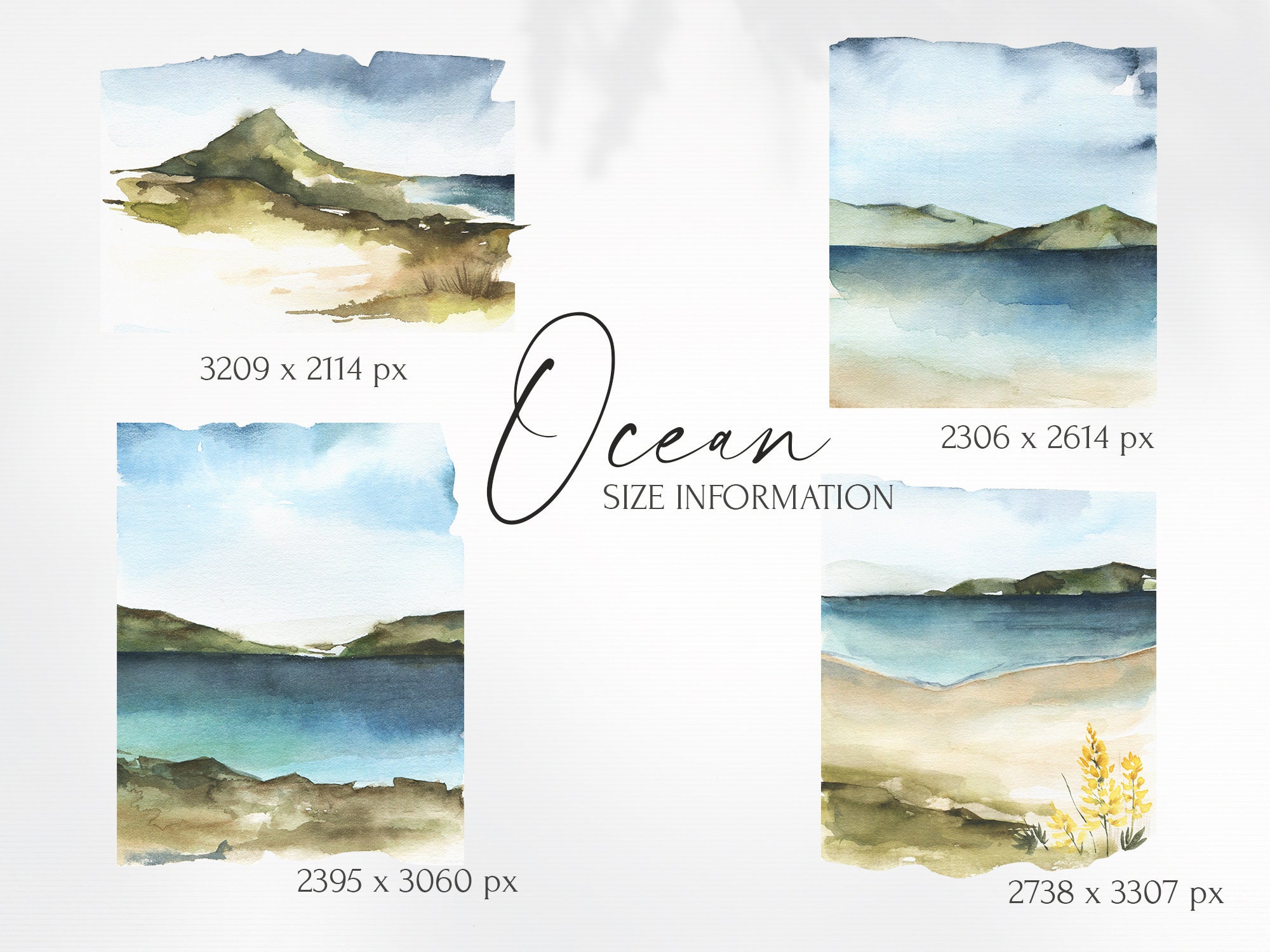 Watercolor Ocean Clipart for Instant Download. Mediterranean - Etsy