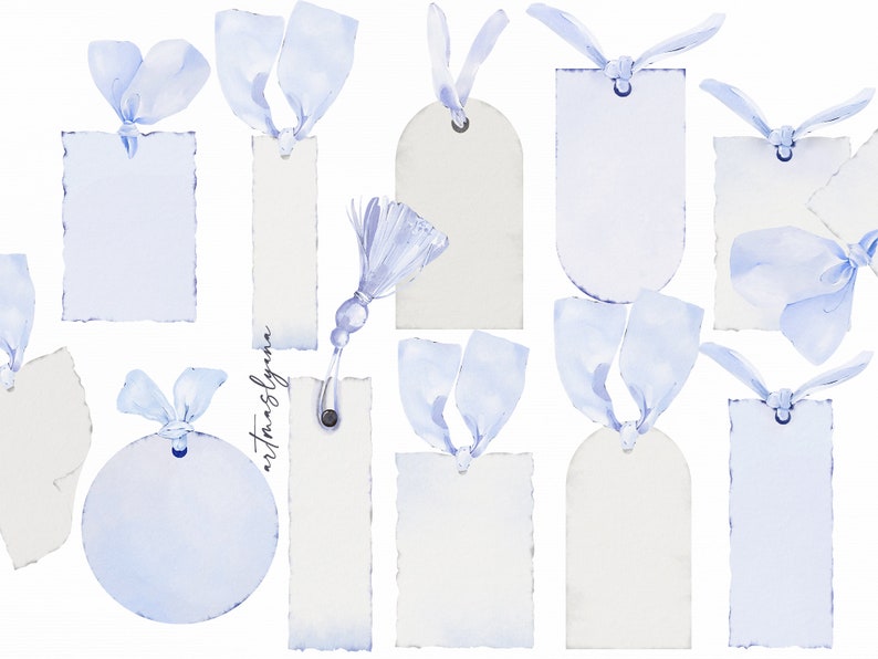 Watercolor Blush Tender Blue Tags, Cute Tags for Your Text, Gift Cards ...