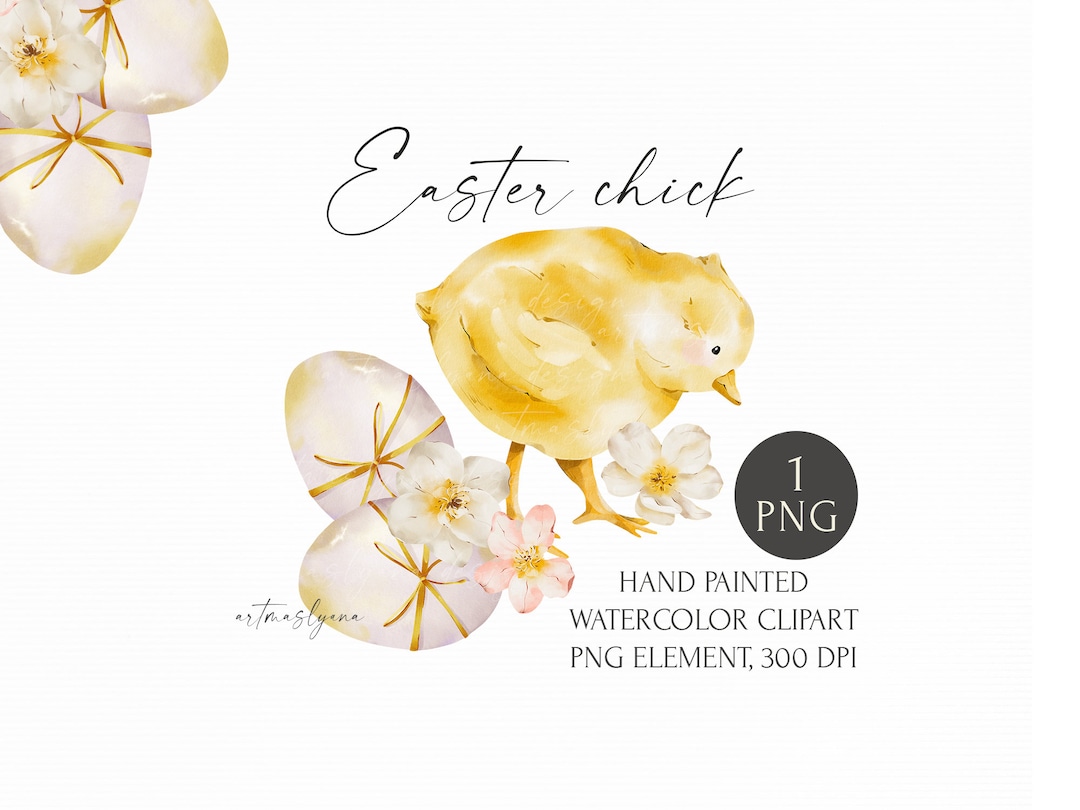 Watercolor Easter Chick Clipart, Floral Egg Composition, Happy Easter ...