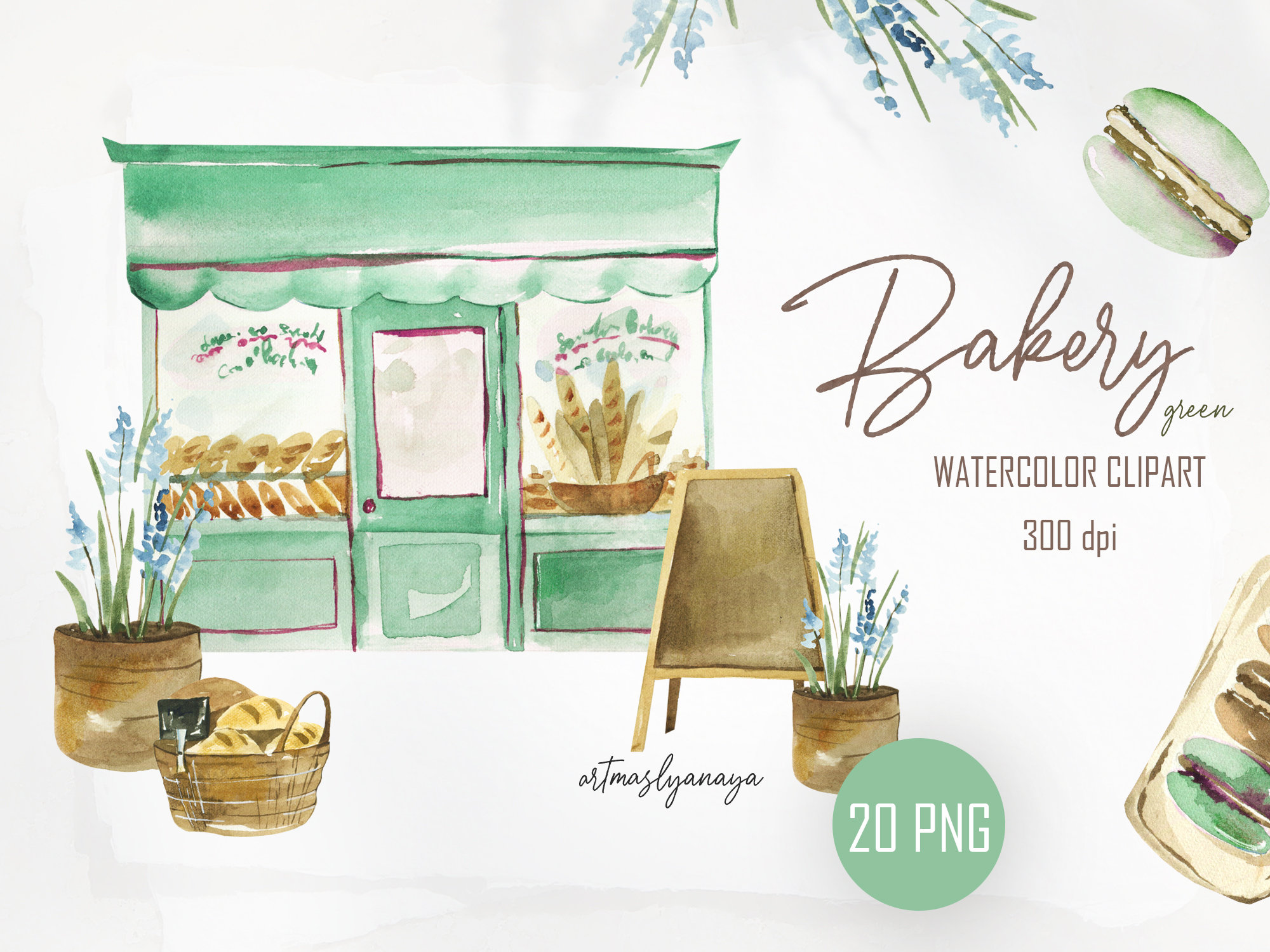 Watercolor Clipart Bakery Cafe Clipart. Pastry Confectionery - Etsy