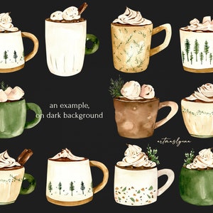 Watercolor Hot Winter Drinks Clipart, Christmas Cups, Cute Ceramic Mugs ...