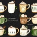 Watercolor Hot Winter Drinks Clipart, Christmas Cups, Cute Ceramic Mugs ...