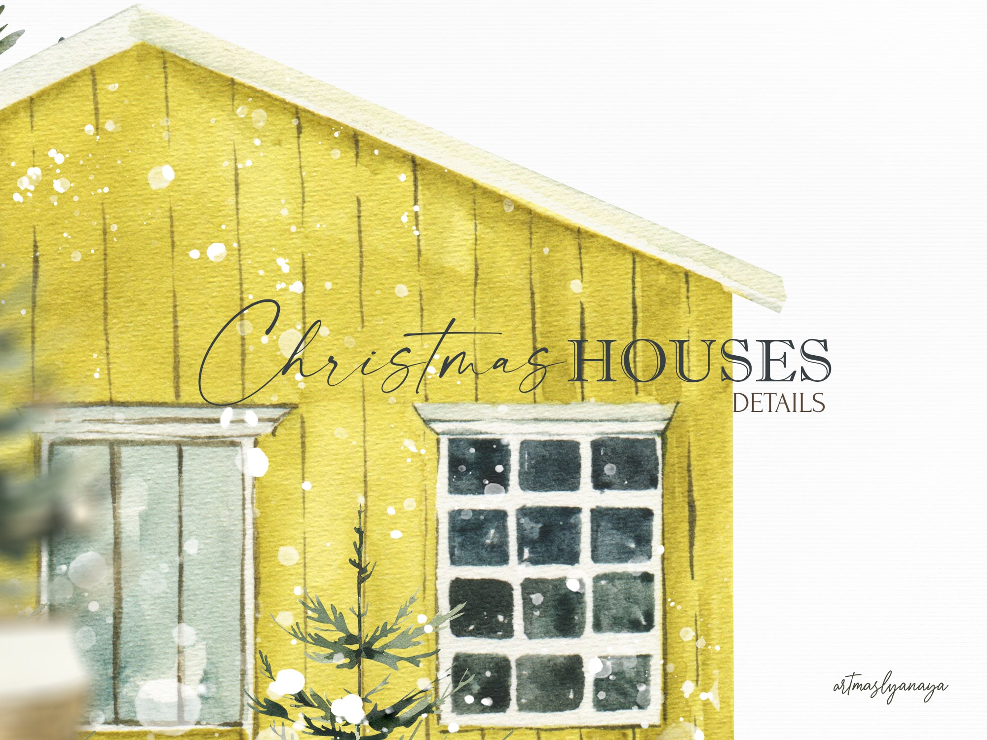 Watercolor Christmas House Clipart, Winter Holidays Time, Christmas ...