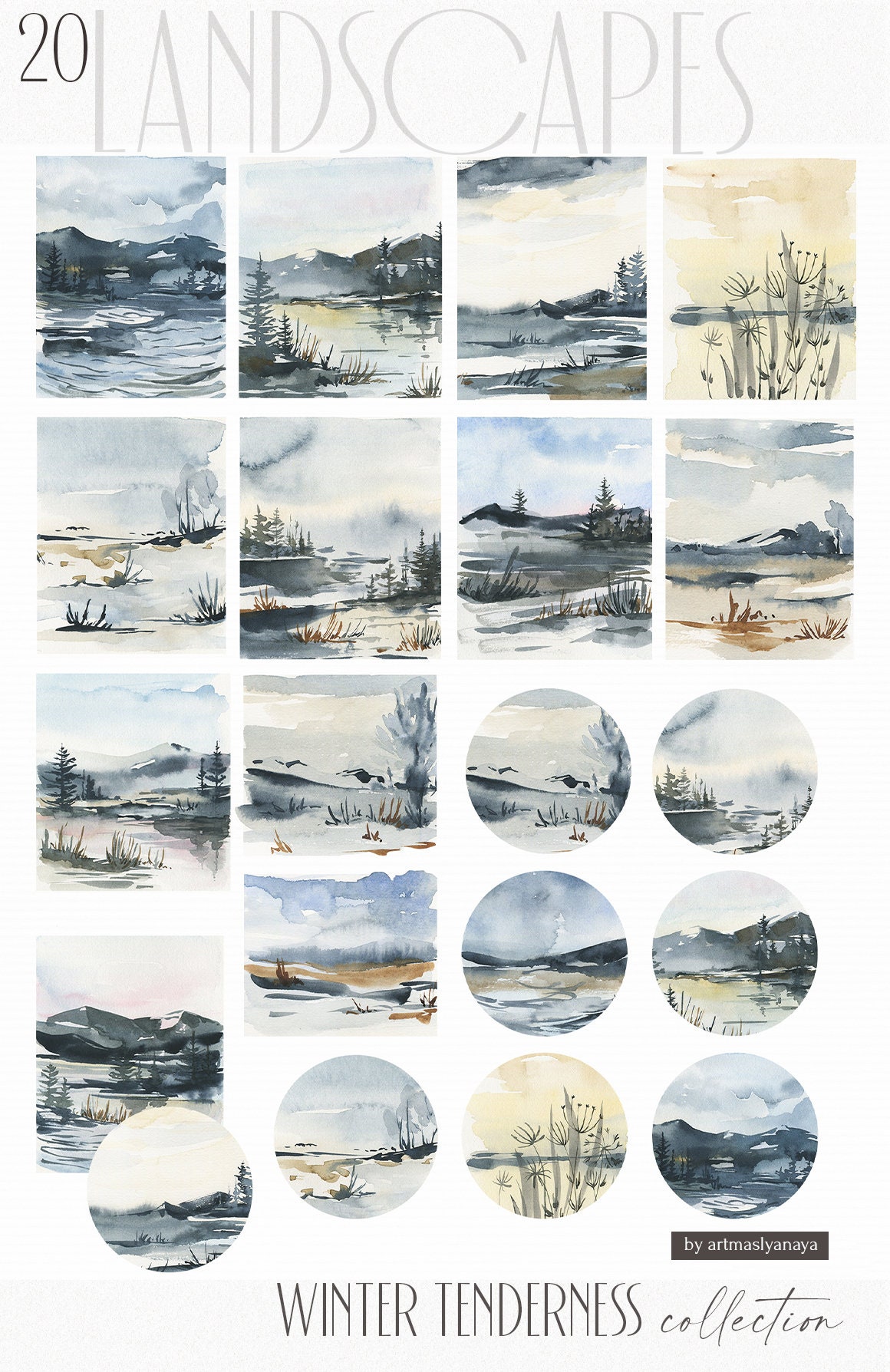 Watercolor Winter Clipart, BIG Winter Collection for Instant Download ...