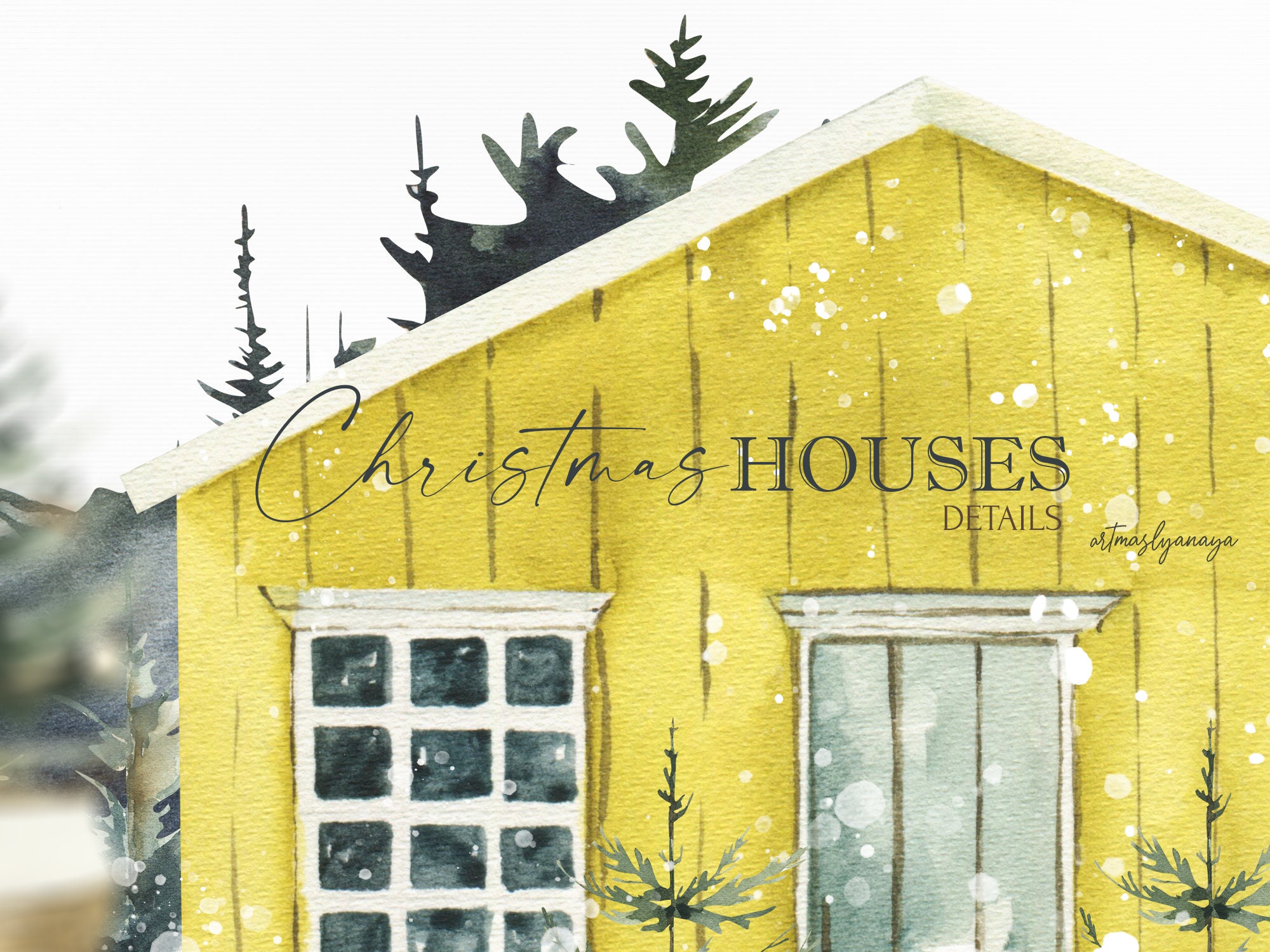 Watercolor Christmas House Clipart, Winter Holidays Time, Christmas ...