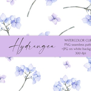 Watercolor Hydrangea Flower Seamless Pattern. Tender Digital Paper for ...