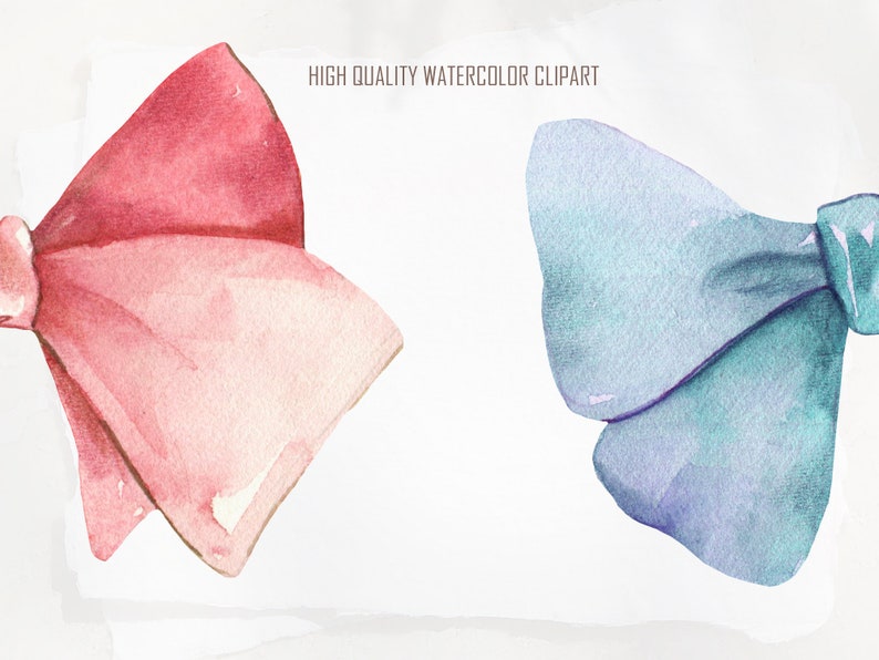 Watercolor clipart colorful bows. Hand painted Bow Birthday | Etsy