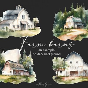 Watercolor Farm Barn Clipart PNG. Commercial Use, Digital Images, Farm ...