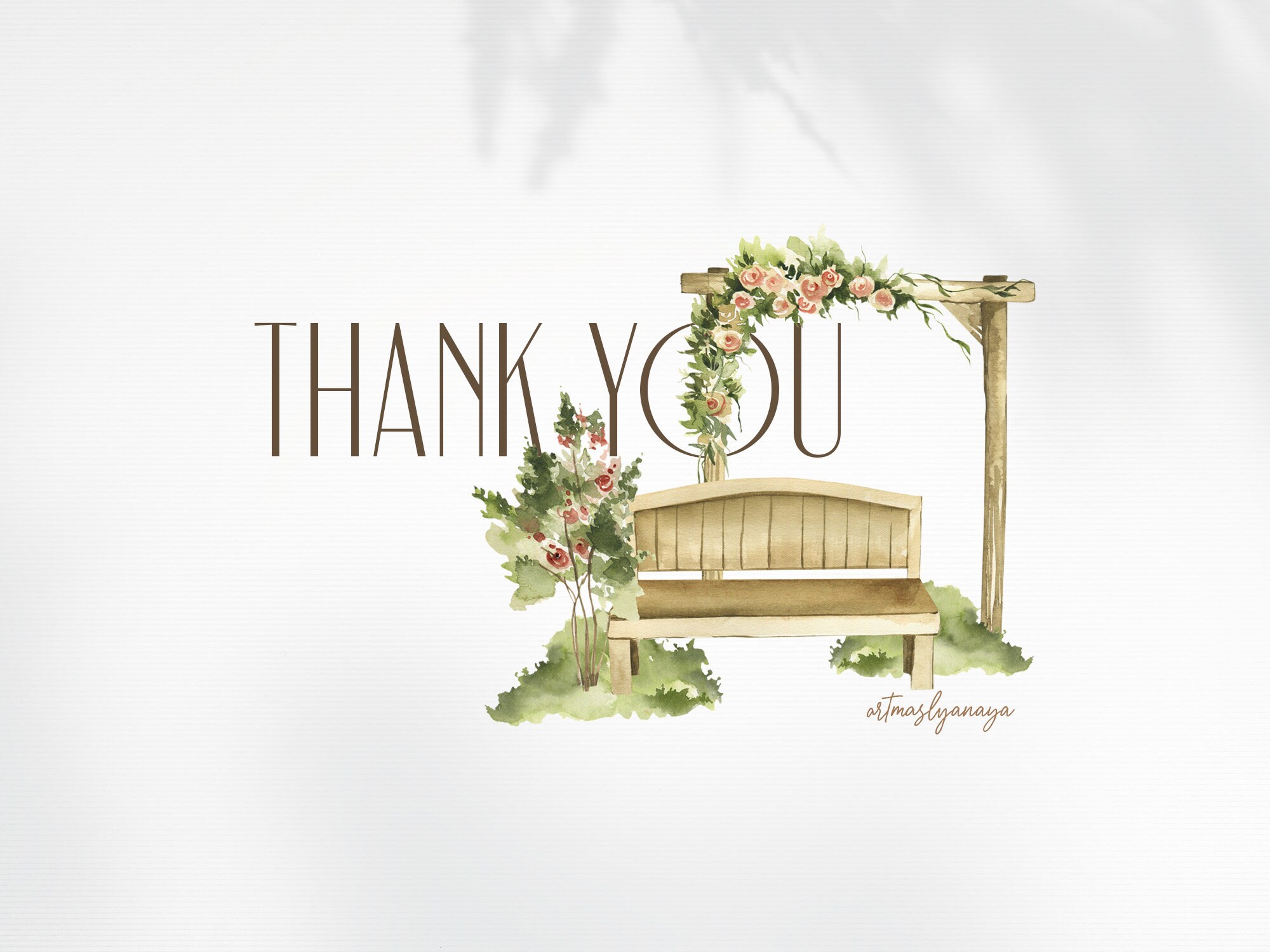 Watercolor Garden arches benches bushes flowers: roses | Etsy