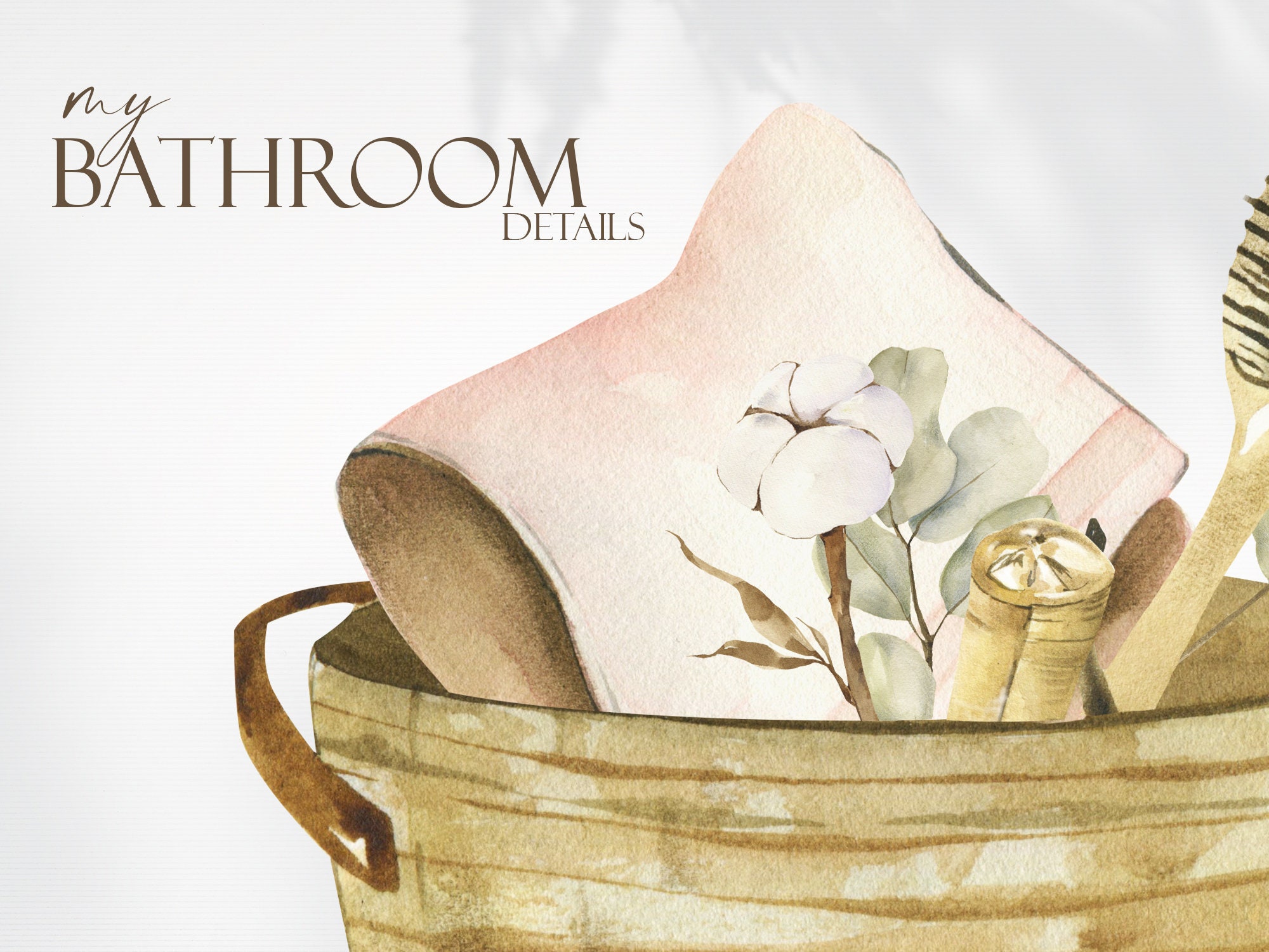 Watercolor Spa Room Clipart. Bathroom Natural Cosmetics Zero - Etsy