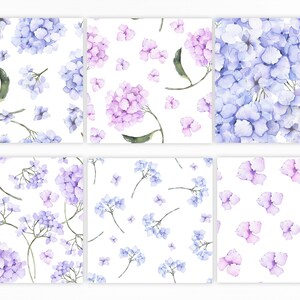 Watercolor Hydrangea Flower Seamless Pattern. Tender Digital Paper for ...