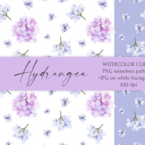 Watercolor Hydrangea Flower Seamless Pattern. Tender Digital Paper for ...