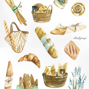 Watercolor Clipart Bakery Cafe Clipart. Pastry, Confectionery, Baking ...