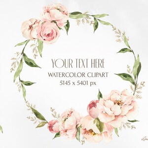 Watercolor Wreath of Peonies. Spring Floral PNG Arrangement. Peony ...