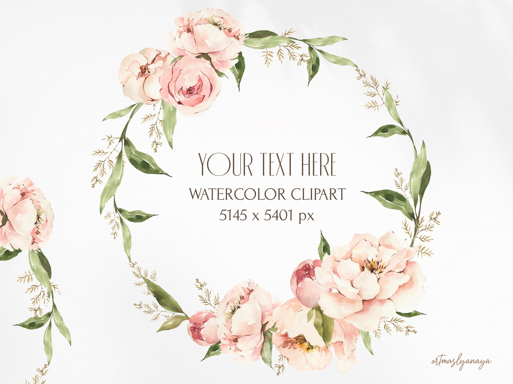 Watercolor Wreath of Peonies. Spring Floral PNG Arrangement. Peony ...