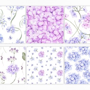 Watercolor Hydrangea Flower Seamless Pattern. Tender Digital Paper for ...