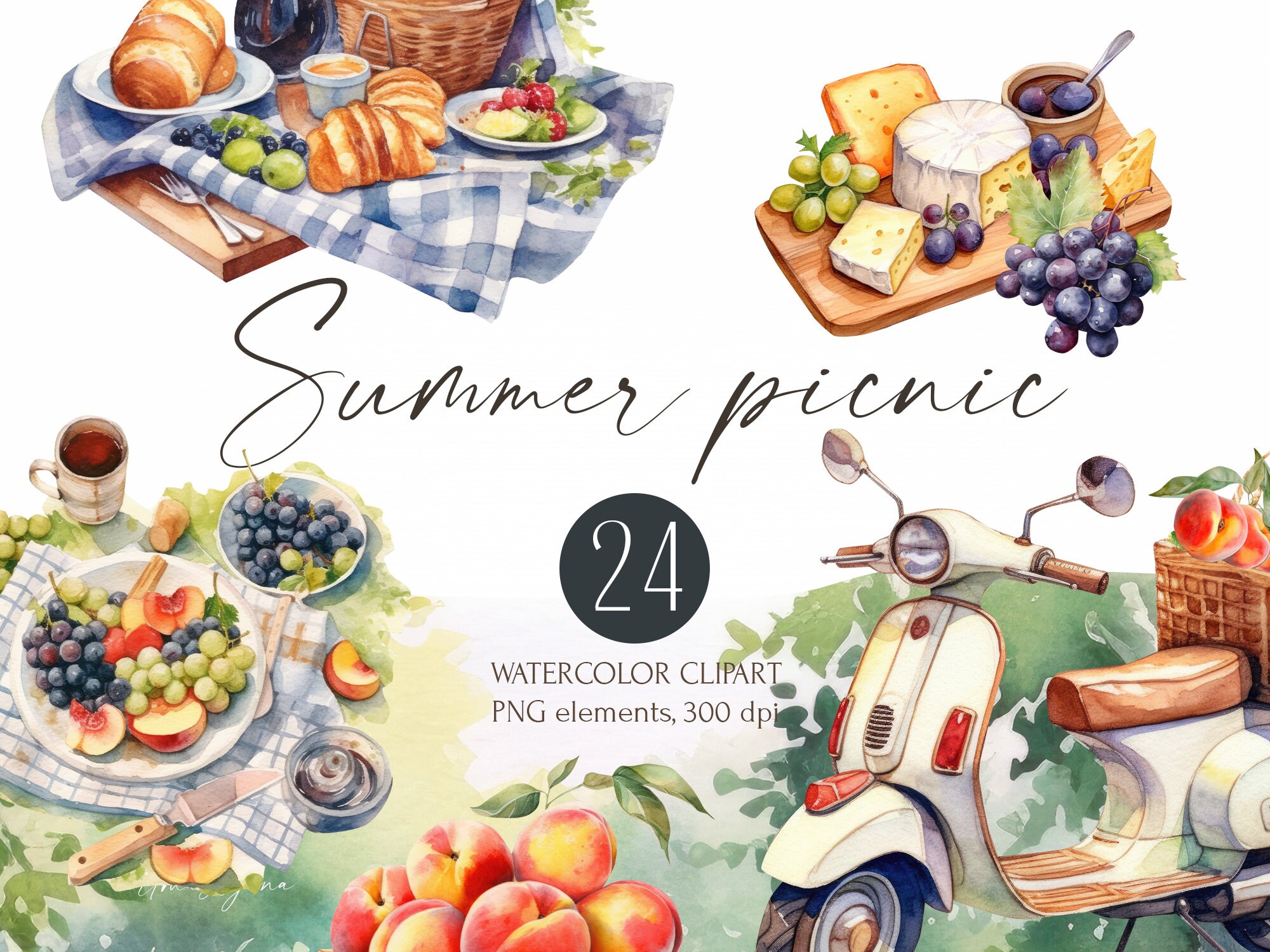 Picnic Basket With Food Clipart Free