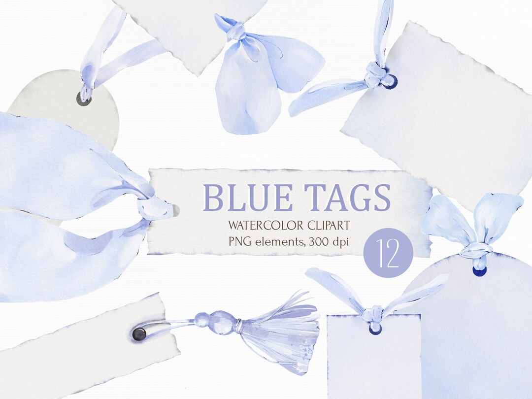Watercolor Blush Tender Blue Tags, Cute Tags for Your Text, Gift Cards ...